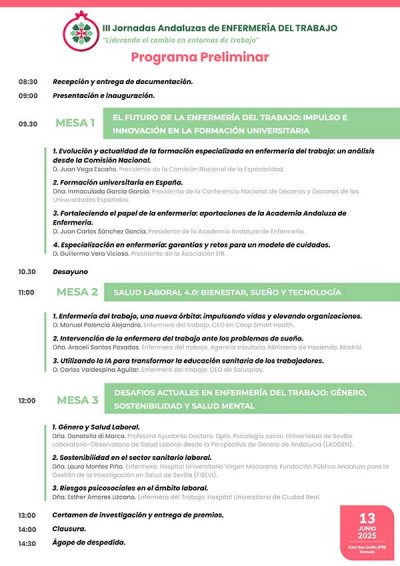 Programa Preliminar de las III Jornadas Andaluzas de Enfermería del ...